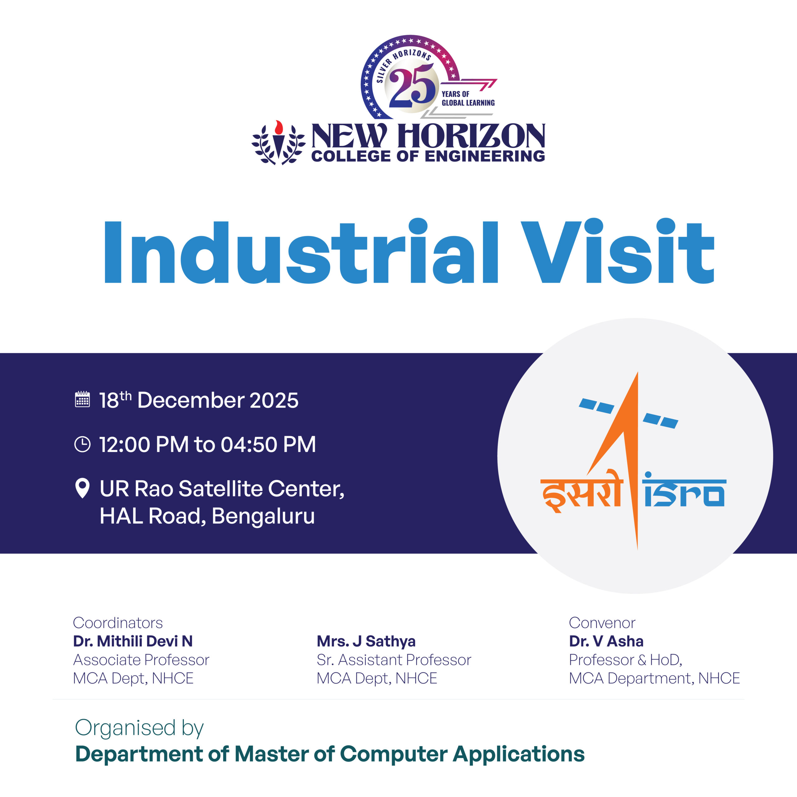 Industrial Visit to ISRO – U R Rao Satellite Centre, Bangalore | MCA ...